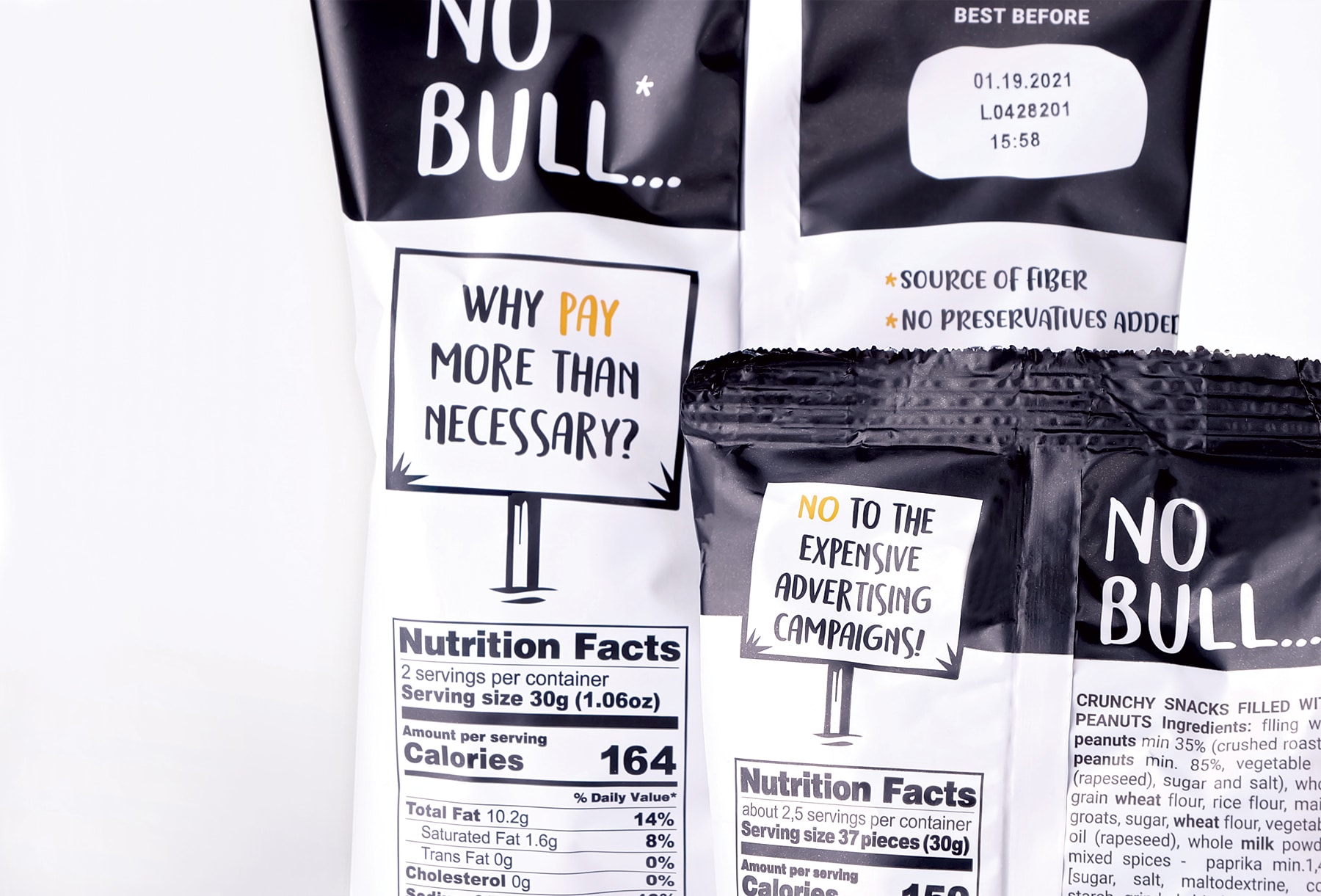 No Bulls Packaging Design: “No Bullshitting, Delivering Just Tasty Snacks”